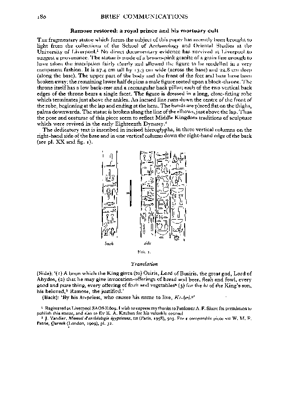 (PDF) Ramose Restored: A Royal Prince and His Mortuary Cult