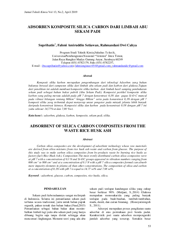 (PDF) Adsorben Komposite Silica Carbon Dari Limbah Abu Sekam Padi