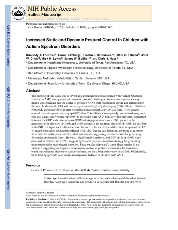 (PDF) Decreased static and dynamic postural control in children with ...