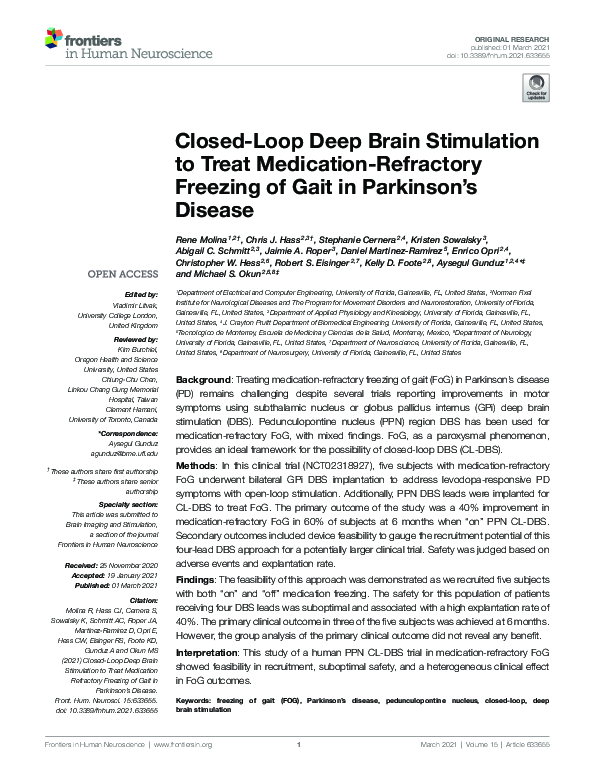 (PDF) Closed-Loop Deep Brain Stimulation to Treat Medication-Refractory ...