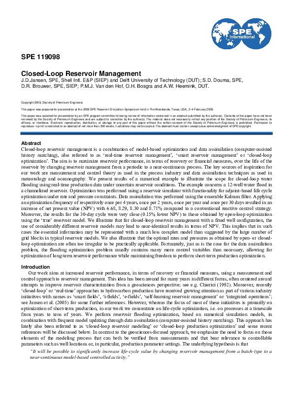 (PDF) Closed-Loop Reservoir Management