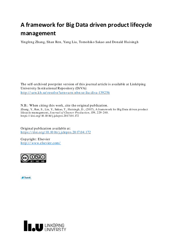 (PDF) A framework for Big Data driven product lifecycle management