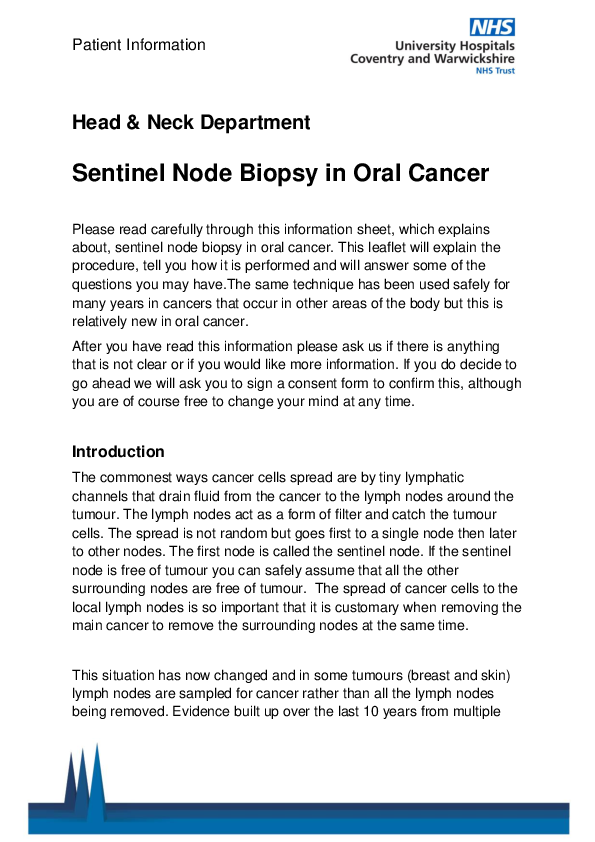 (PDF) Sentinel Node Biopsy in Oral Cancer