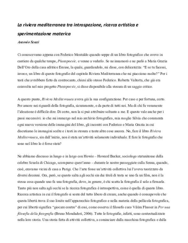 (PDF) La riviera mediterranea tra introspezione, ricerca artistica e ...