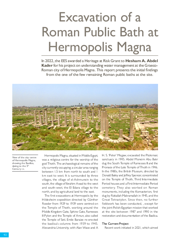 (PDF) Excavation of a Roman Public Bath at Hermopolis Magna