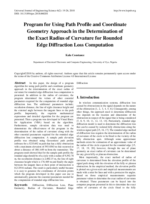 (PDF) Program for Using Path Profile and Coordinate Geometry Approach ...