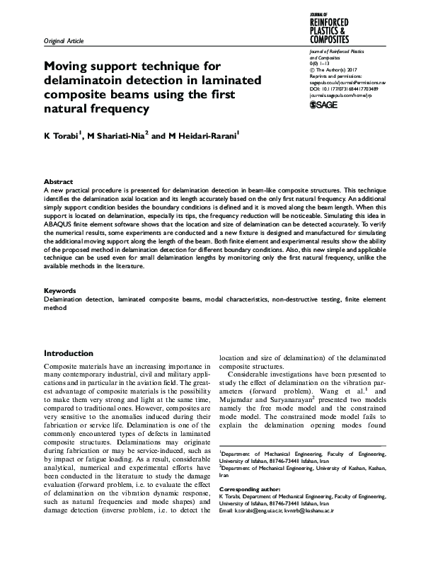 Pdf Moving Support Technique For Delaminatoin Detection In Laminated Composite Beams Using The