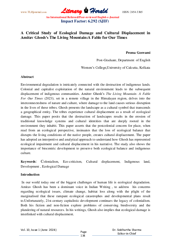 (PDF) A Critical Study of Ecological Damage and Cultural Displacement ...