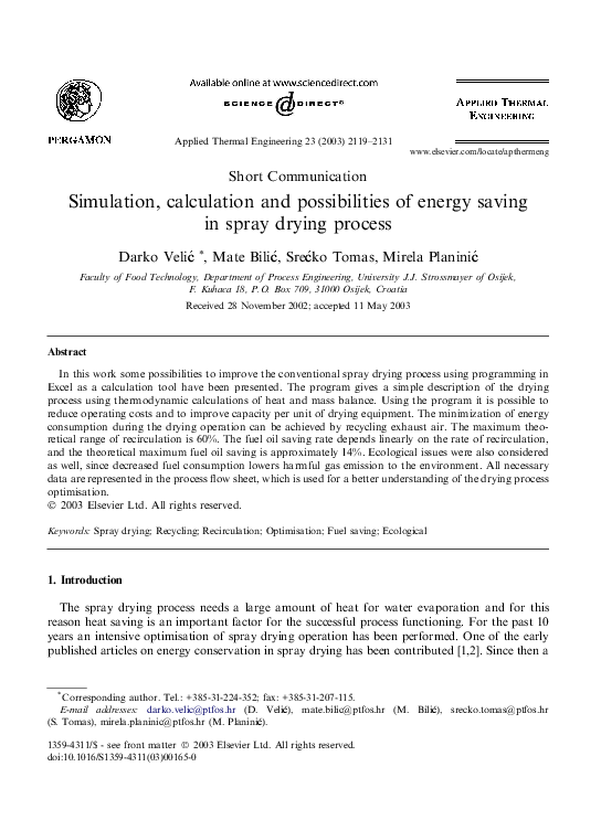 (PDF) Simulation, calculation and possibilities of energy saving in ...