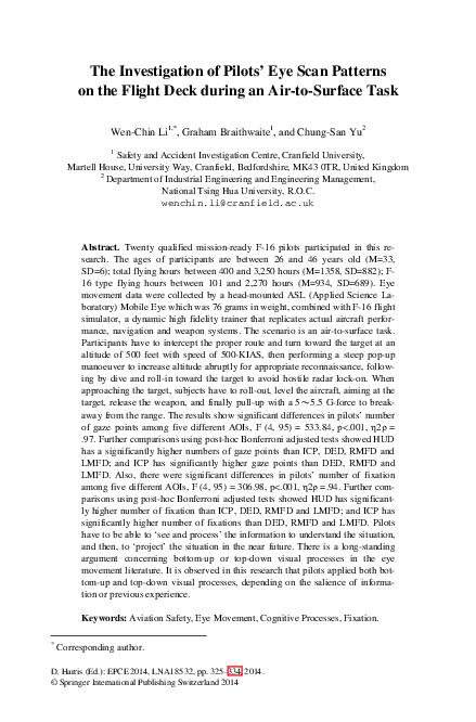 (PDF) The Investigation of Pilots’ Eye Scan Patterns on the Flight Deck ...