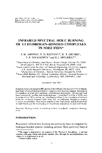 (PDF) Infrared Spectral Hole Burning of 1:1 Hydrogen-Bonded Complexes ...