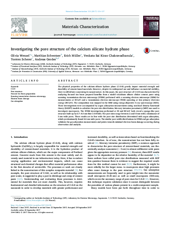 (PDF) Investigating the pore structure of the calcium silicate hydrate ...