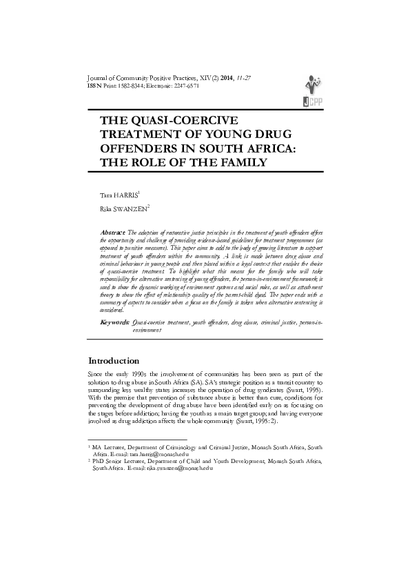 (PDF) The Quasi-Coercive Treatment of Young Drug Offenders in South ...