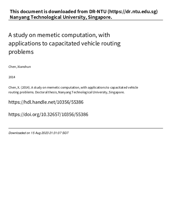 (PDF) A study on memetic computation, with applications to capacitated ...