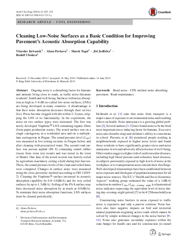 (PDF) Cleaning Low-Noise Surfaces as a Basic Condition for Improving ...