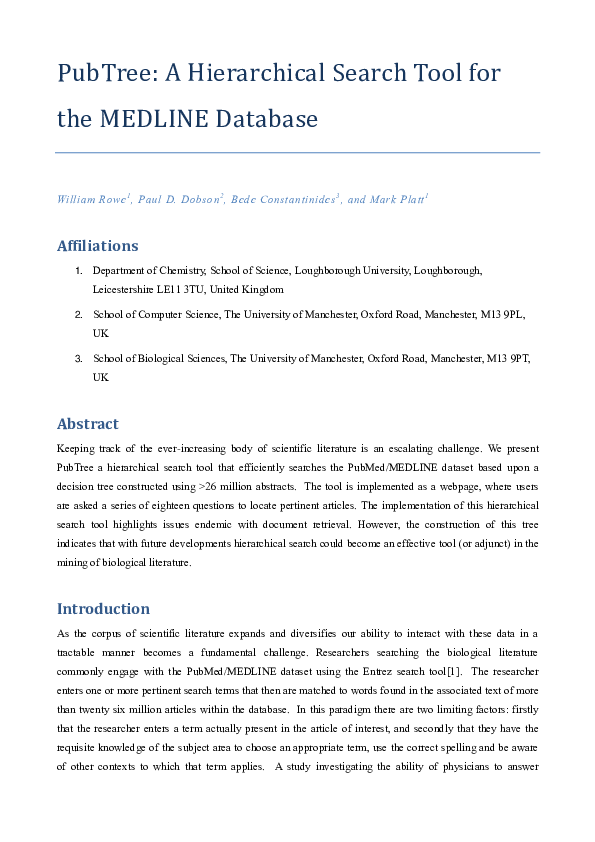 (PDF) PubTree: A Hierarchical Search Tool for the MEDLINE Database