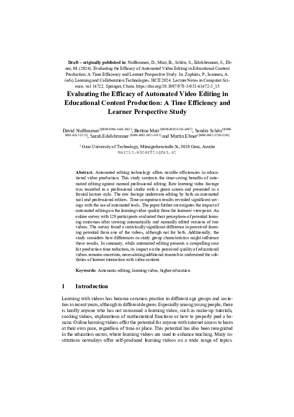 (PDF) Evaluating the Efficacy of Automated Video Editing in Educational Content Production: A ...