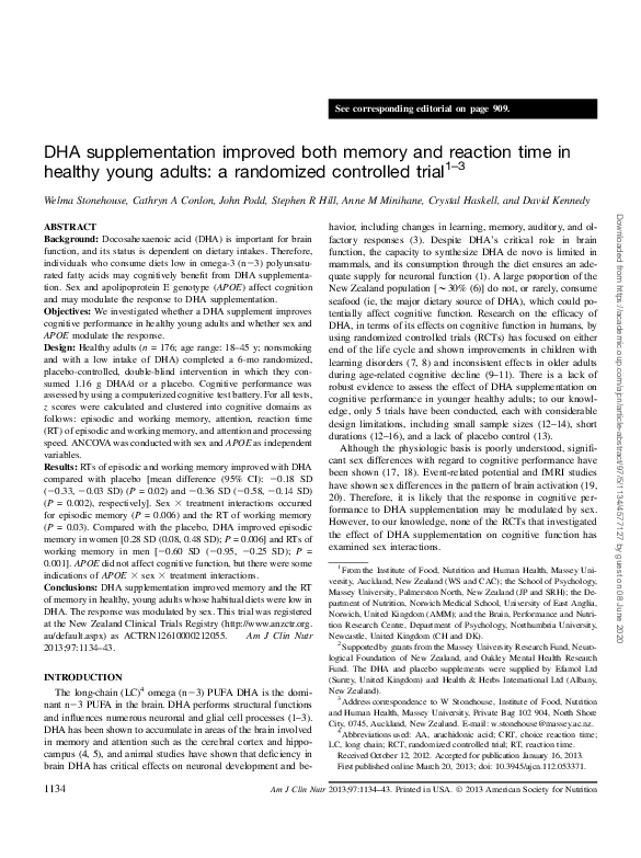 (PDF) DHA supplementation improved both memory and reaction time in ...