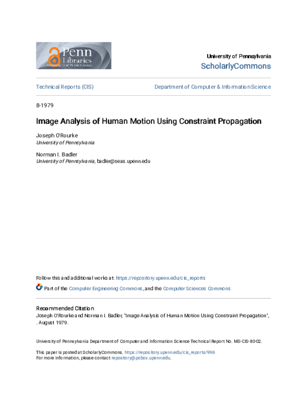 Pdf Model Based Image Analysis Of Human Motion Using Constraint Propagation