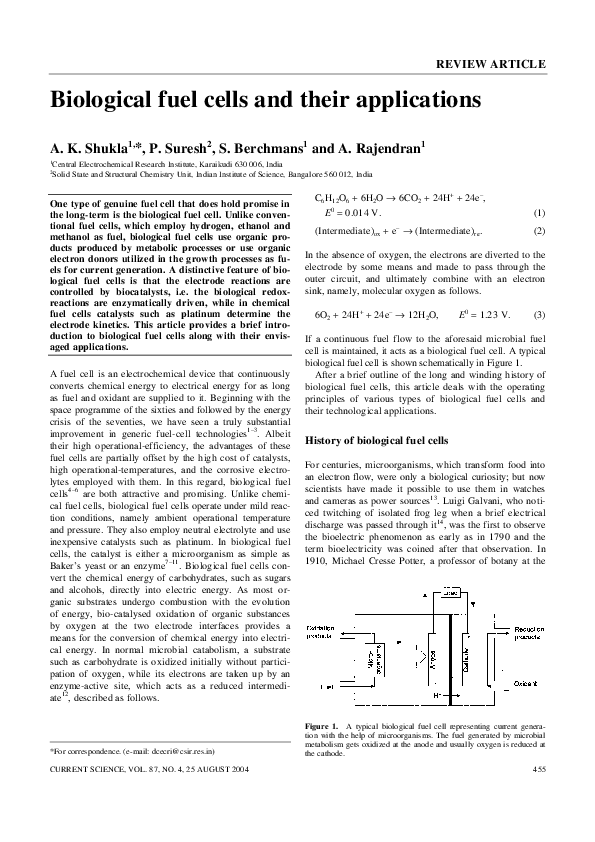 (PDF) Biological Fuel Cells and Their Applications