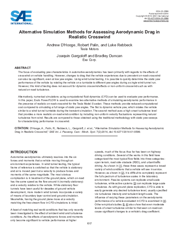 (PDF) Alternative Simulation Methods for Assessing Aerodynamic Drag in Realistic Crosswind