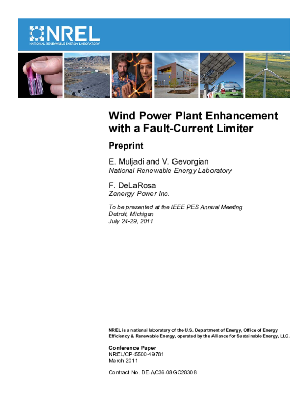 (PDF) Wind power plant enhancement with a fault current limiter