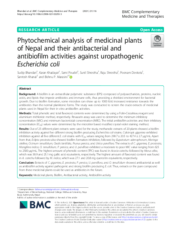 (PDF) Phytochemical analysis of medicinal plants of Nepal and their ...