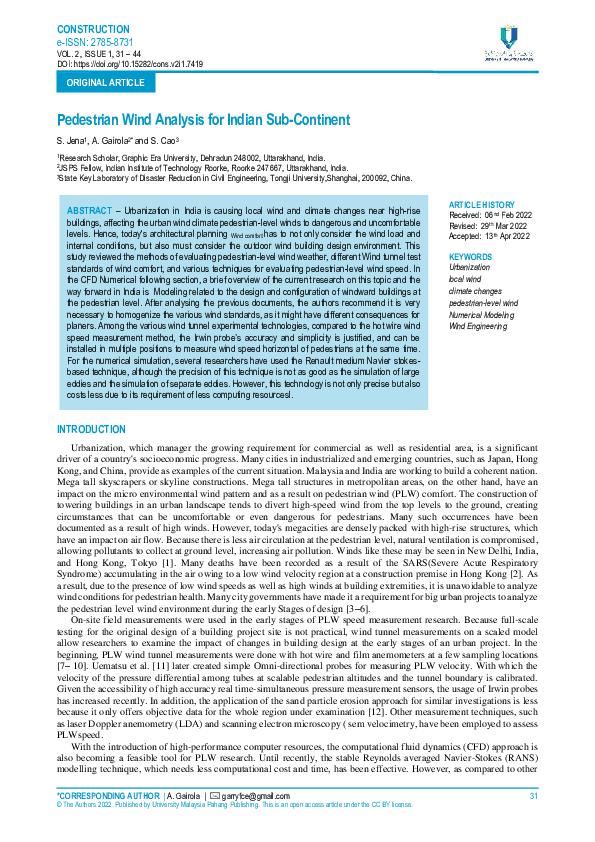 (PDF) Pedestrian Wind Analysis for Indian Sub-Continent