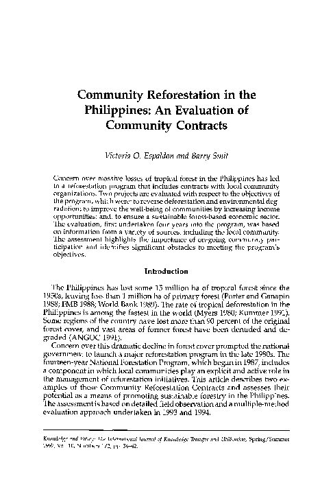 (PDF) Community reforestation in the Philippines: An evaluation of ...