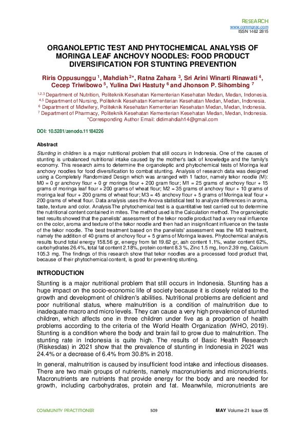 (PDF) ORGANOLEPTIC TEST AND PHYTOCHEMICAL ANALYSIS OF MORINGA LEAF ...