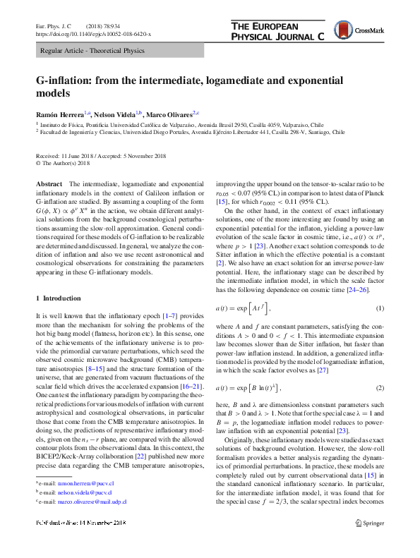 (PDF) G-inflation: from the intermediate, logamediate and exponential ...