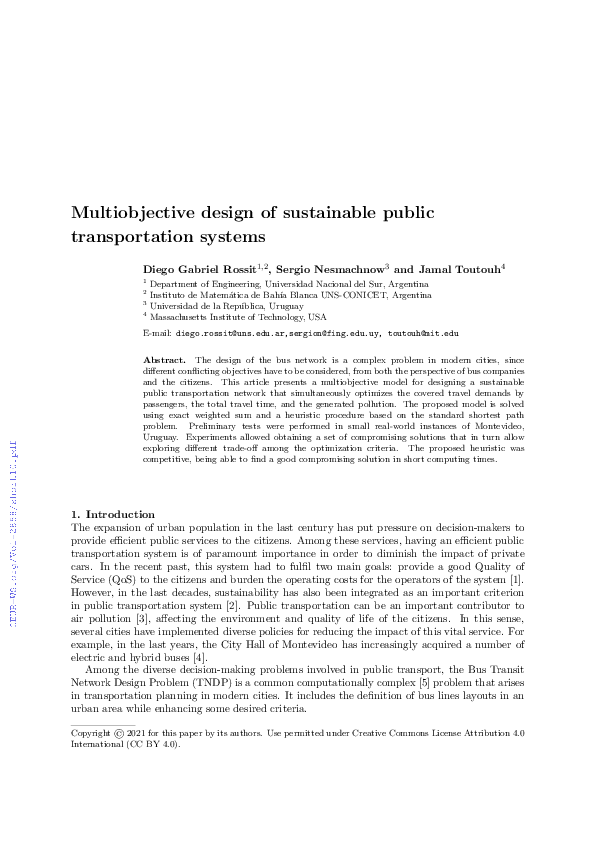 Pdf Multiobjective Design Of Sustainable Public Transportation Systems