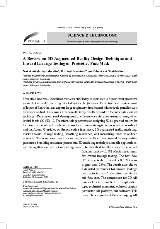 (PDF) 3D Augmented Reality for Protective Masks