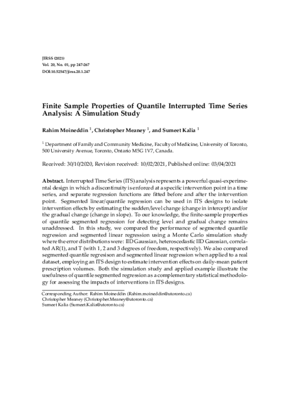 (PDF) Finite Sample Properties of Quantile Interrupted Time Series ...