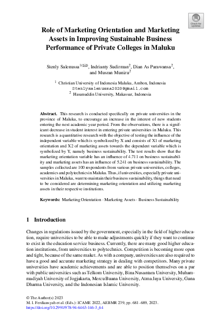 (PDF) Role of Marketing Orientation and Marketing Assets in Improving ...