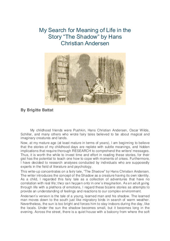 (PDF) My Search for Meaning of Life in the Story “The Shadow” by Hans ...