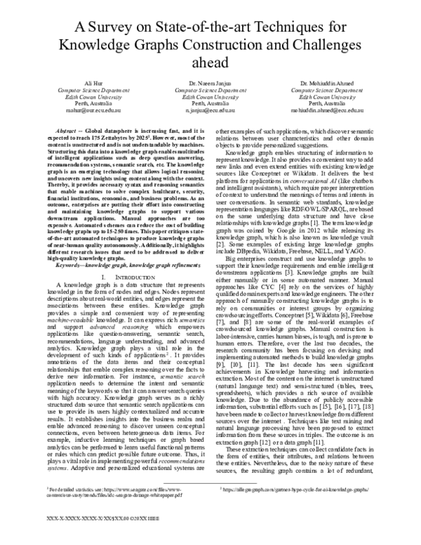 (PDF) A Survey on State-of-the-art Techniques for Knowledge Graphs ...