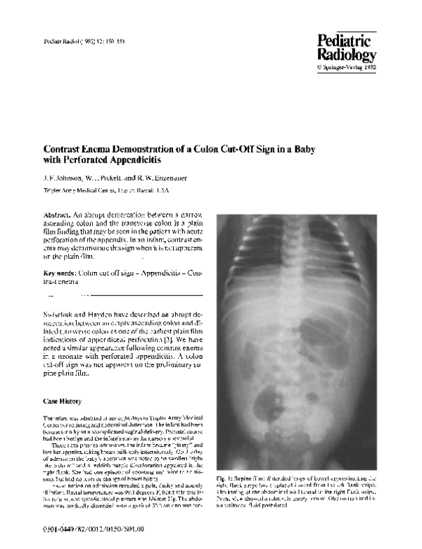 (PDF) Contrast enema demonstration of a colon cut-off sign in a baby ...