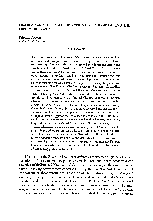 (PDF) Frank A. Vanderlip and the National City Bank During the First ...