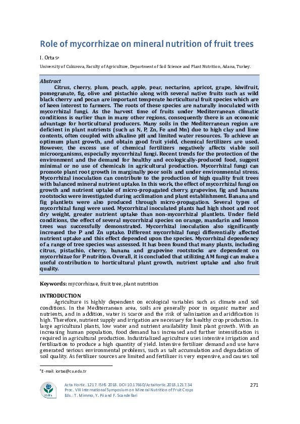 (PDF) Role of mycorrhizae on mineral nutrition of fruit trees