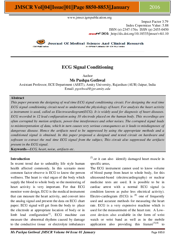 (PDF) ECG Signal Conditioning
