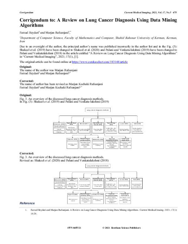 (PDF) Corrigendum to: A Review on Lung Cancer Diagnosis Using Data Mining Algorithms