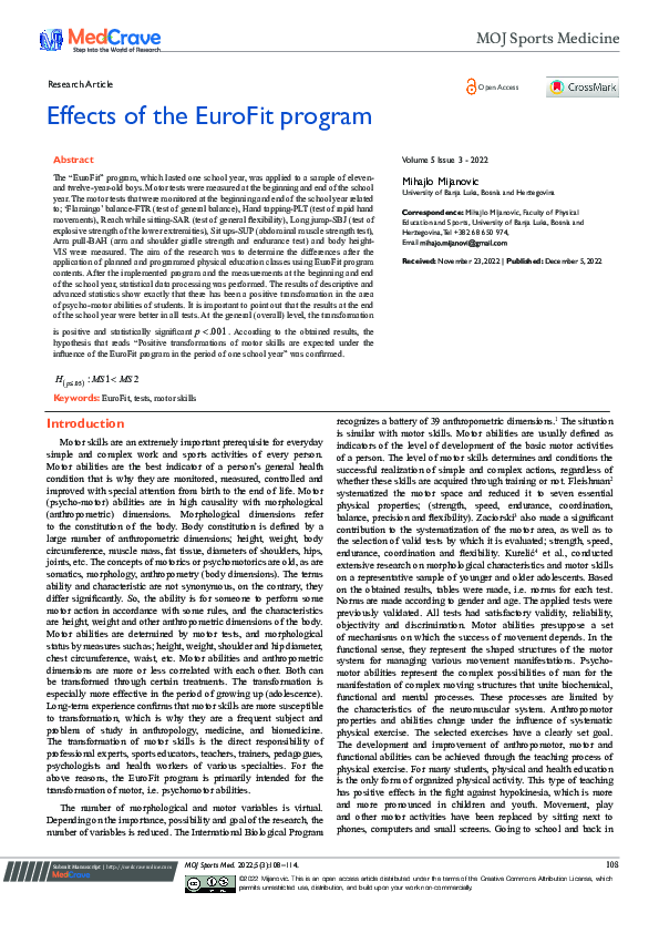 (PDF) Effects of the EuroFit program
