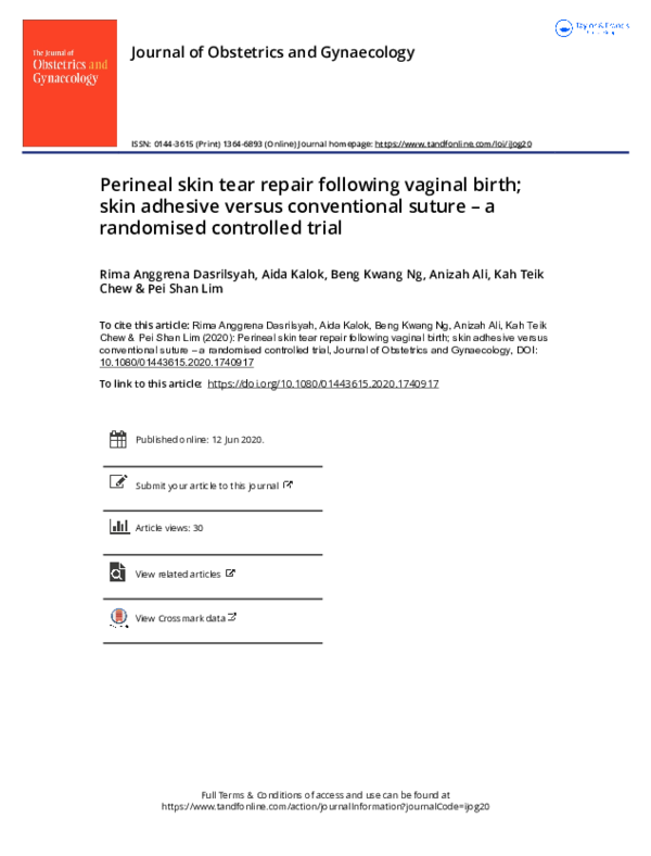 (PDF) Perineal skin tear repair following vaginal birth; skin adhesive ...