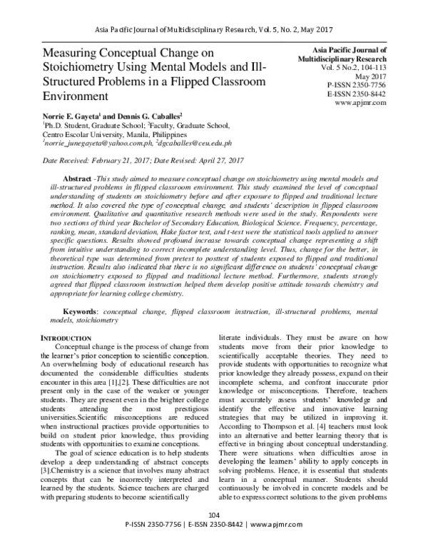 (PDF) Measuring Conceptual Change on Stoichiometry Using Mental Models ...