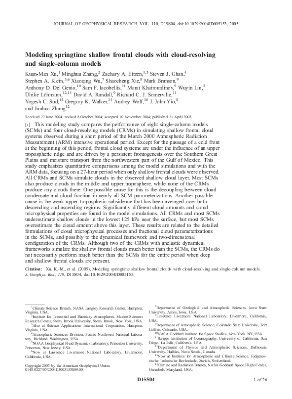 (PDF) Modeling springtime shallow frontal clouds with cloud-resolving ...