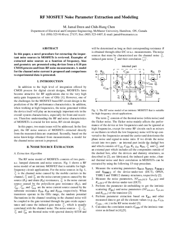 (PDF) RF MOSFET noise parameter extraction and modeling
