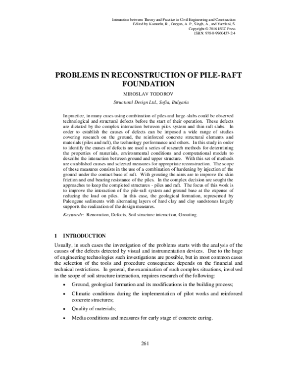 (PDF) Problems in Reconstruction of Pile-Raft Foundation | Miroslav ...