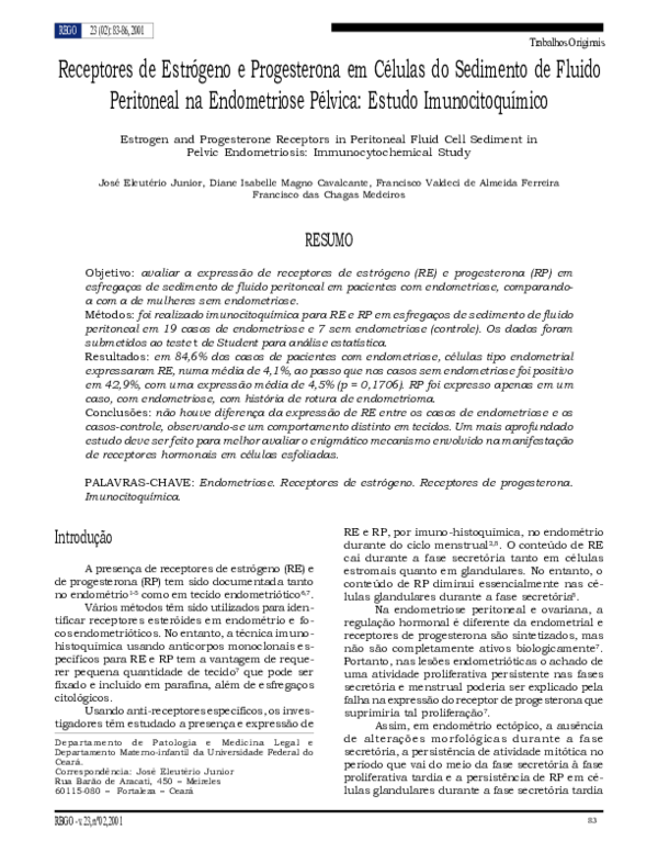 (PDF) Receptores de estrógeno e progesterona em células do sedimento de ...