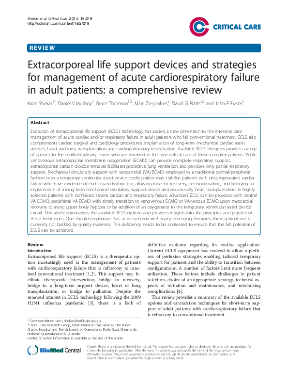 (PDF) Extracorporeal life support devices and strategies for management ...